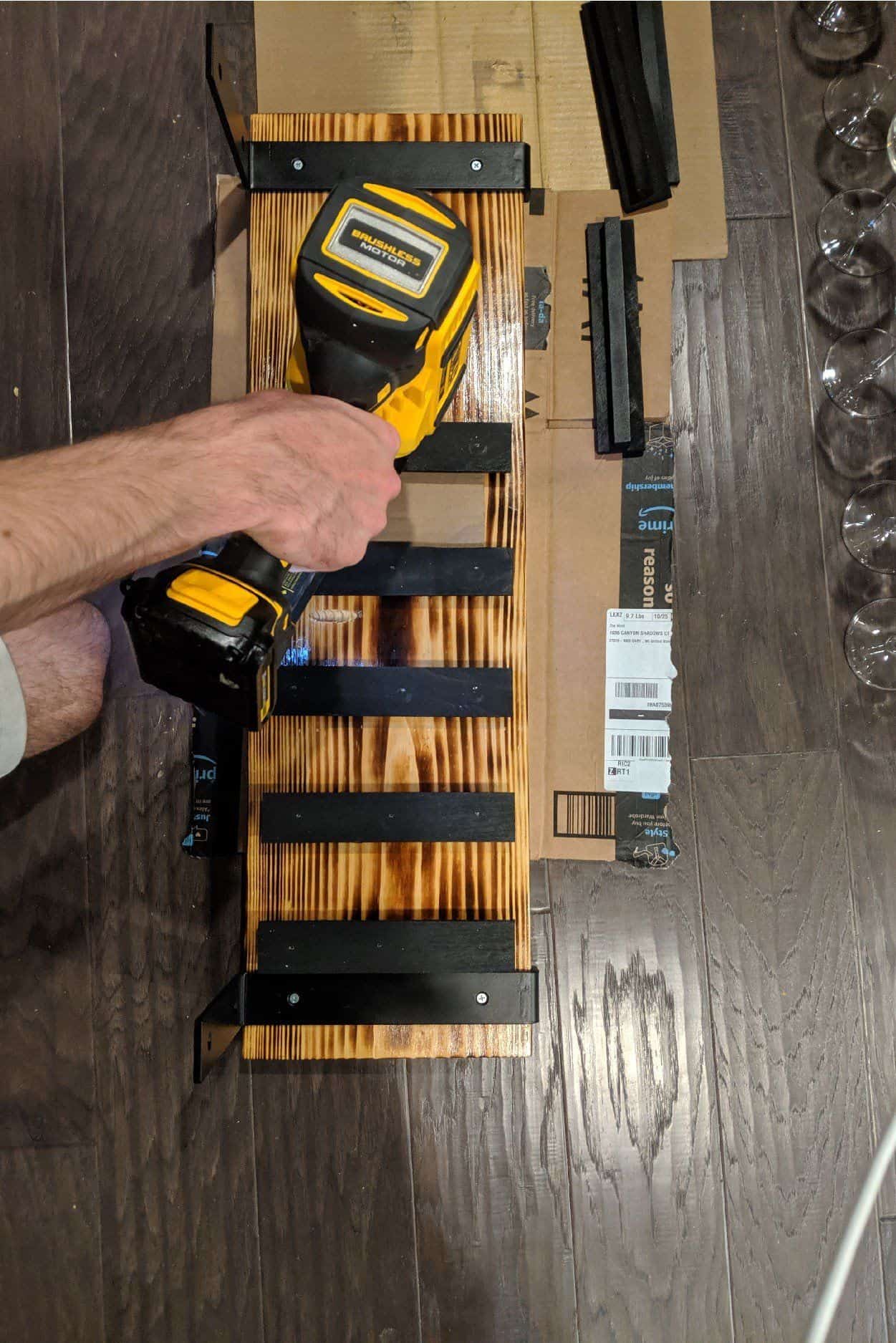 DIY Hanging Wine Glass Rack - Pine and Poplar