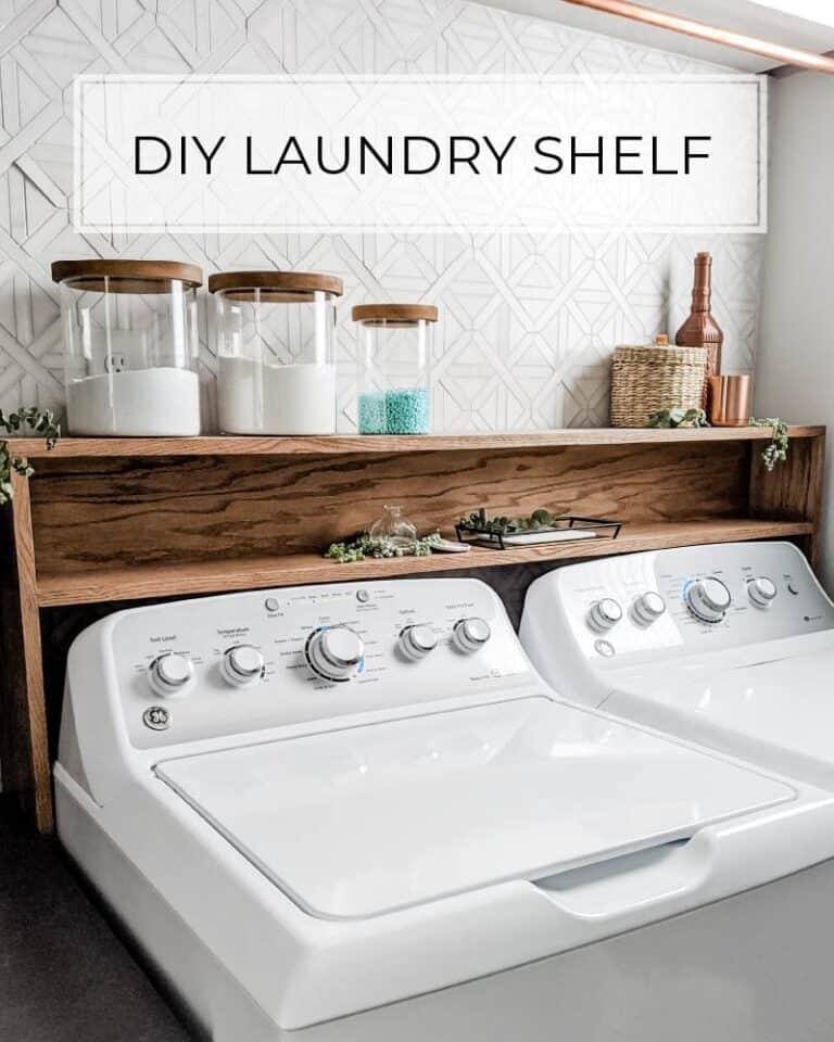 The Easiest DIY Laundry Room Shelf Over Washer Dryer