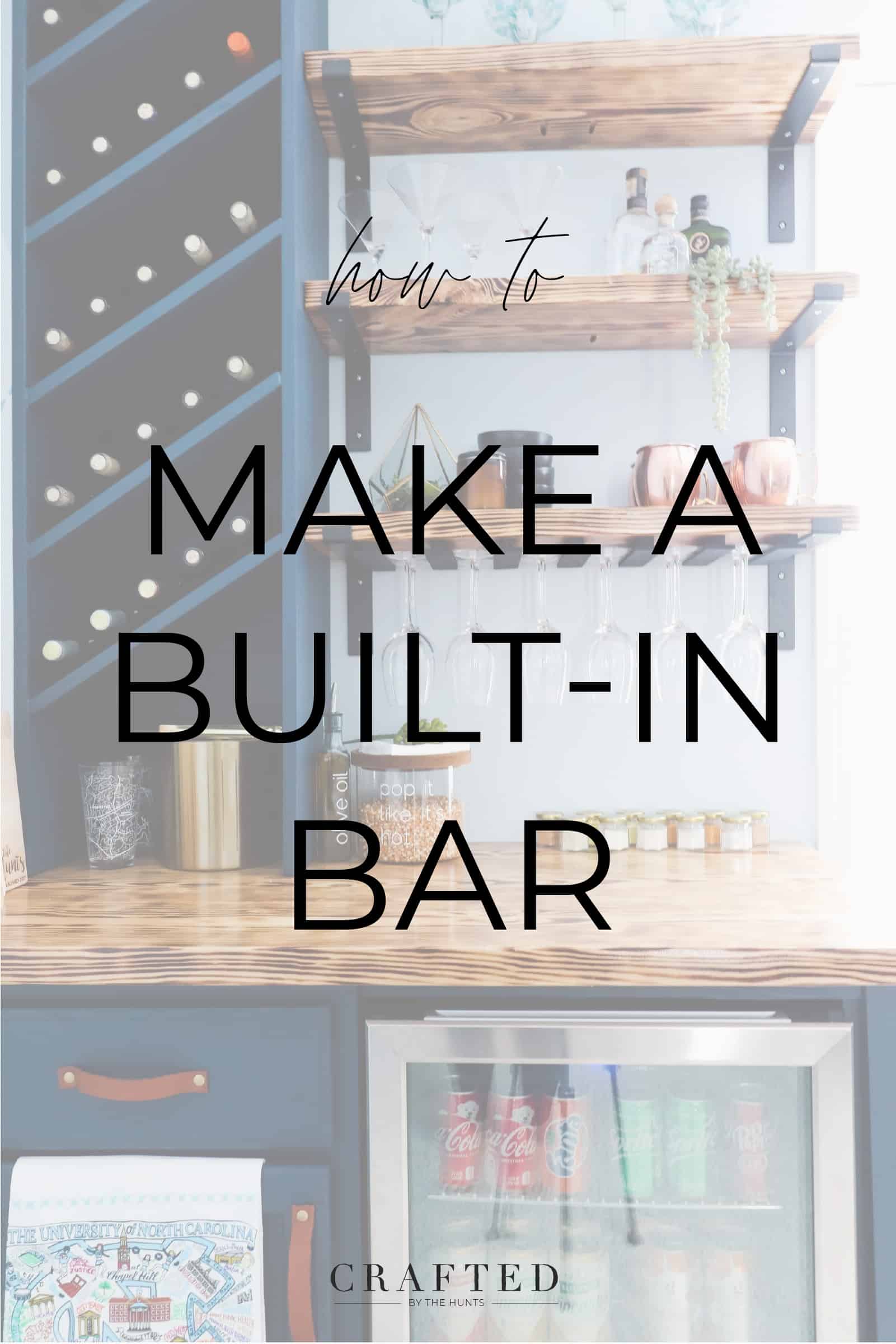 DIY Built-In Bar with Mini Fridge - Pine and Poplar