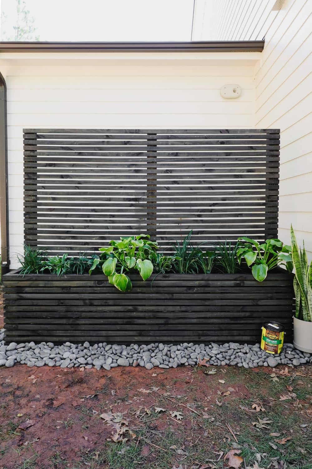 DIY Wood Slat Privacy Screen with Planters!