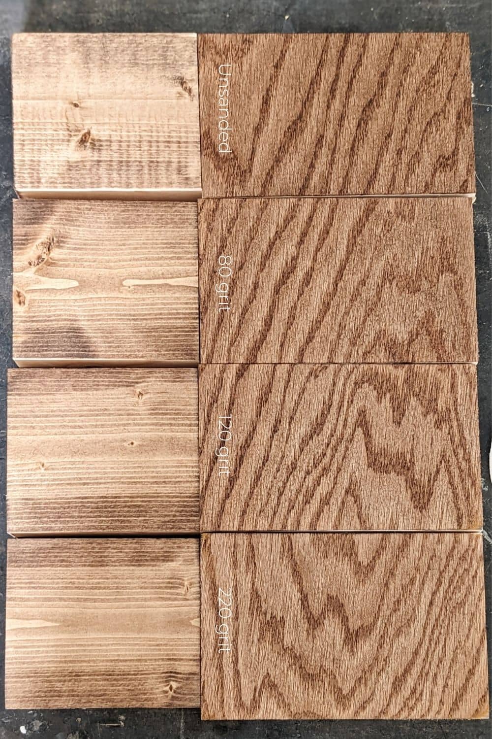 How Sanding Affects Stain Color - Pine and Poplar