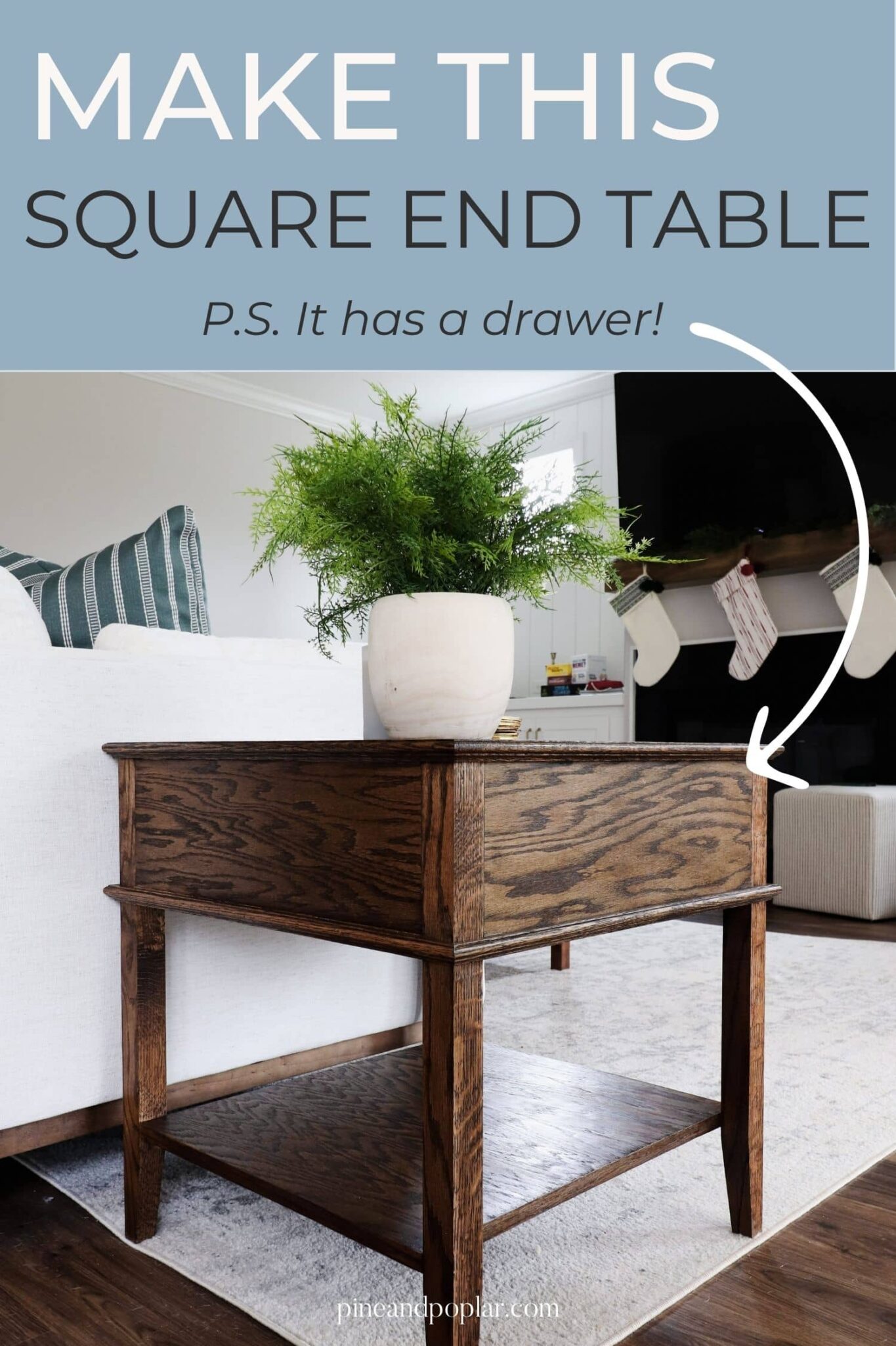 DIY Square Side Table with Drawer - Pine and Poplar