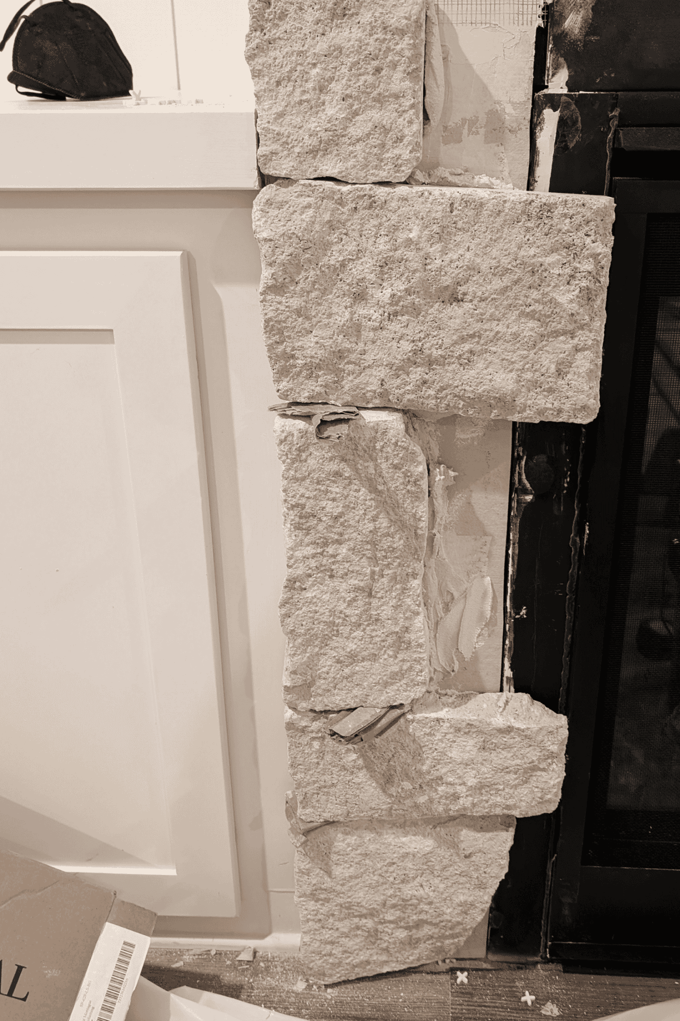 How to Install Stone Veneer to a Fireplace - Pine and Poplar